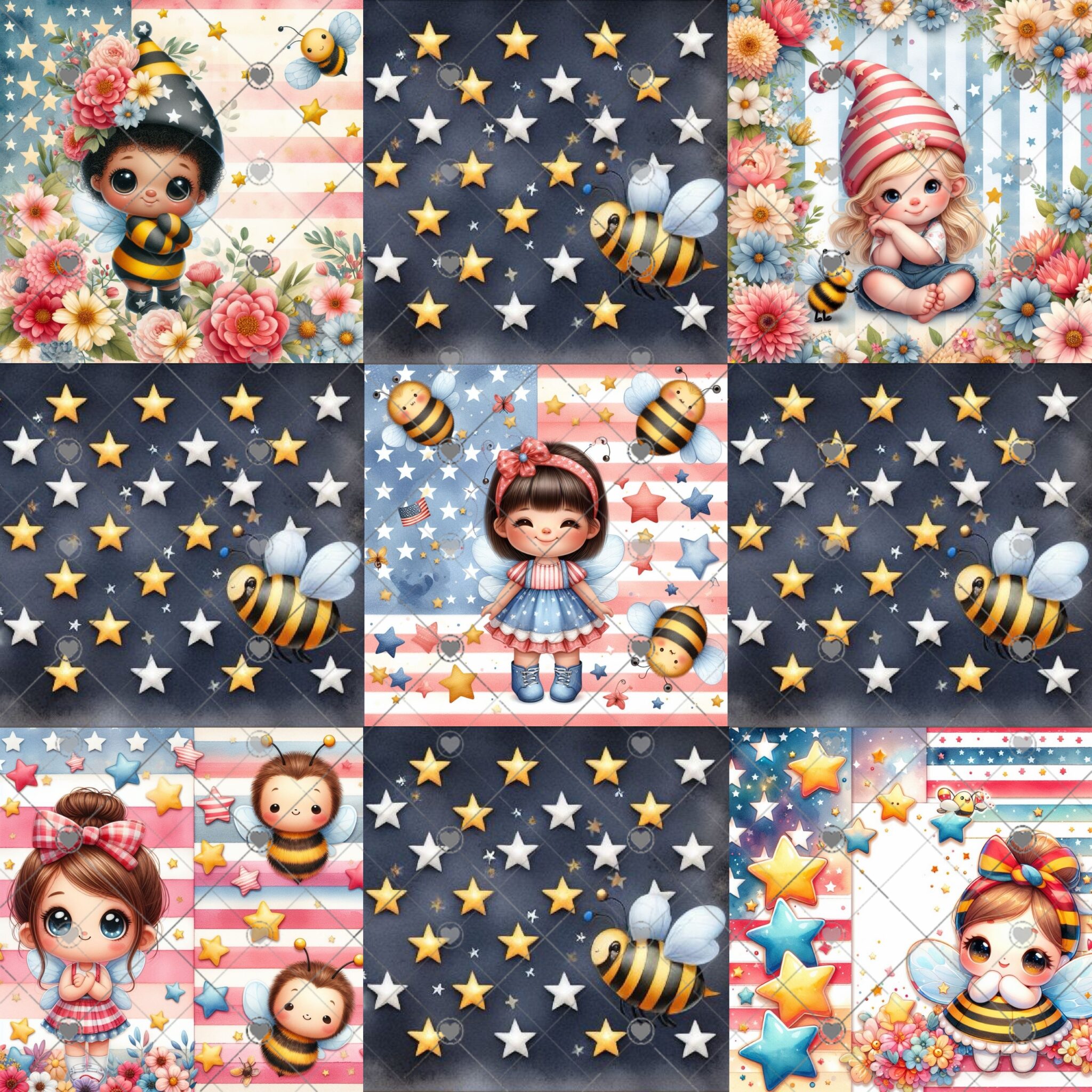 Digital Scrapbook Paper | Patriotic Theme | Summer Scrapbooking