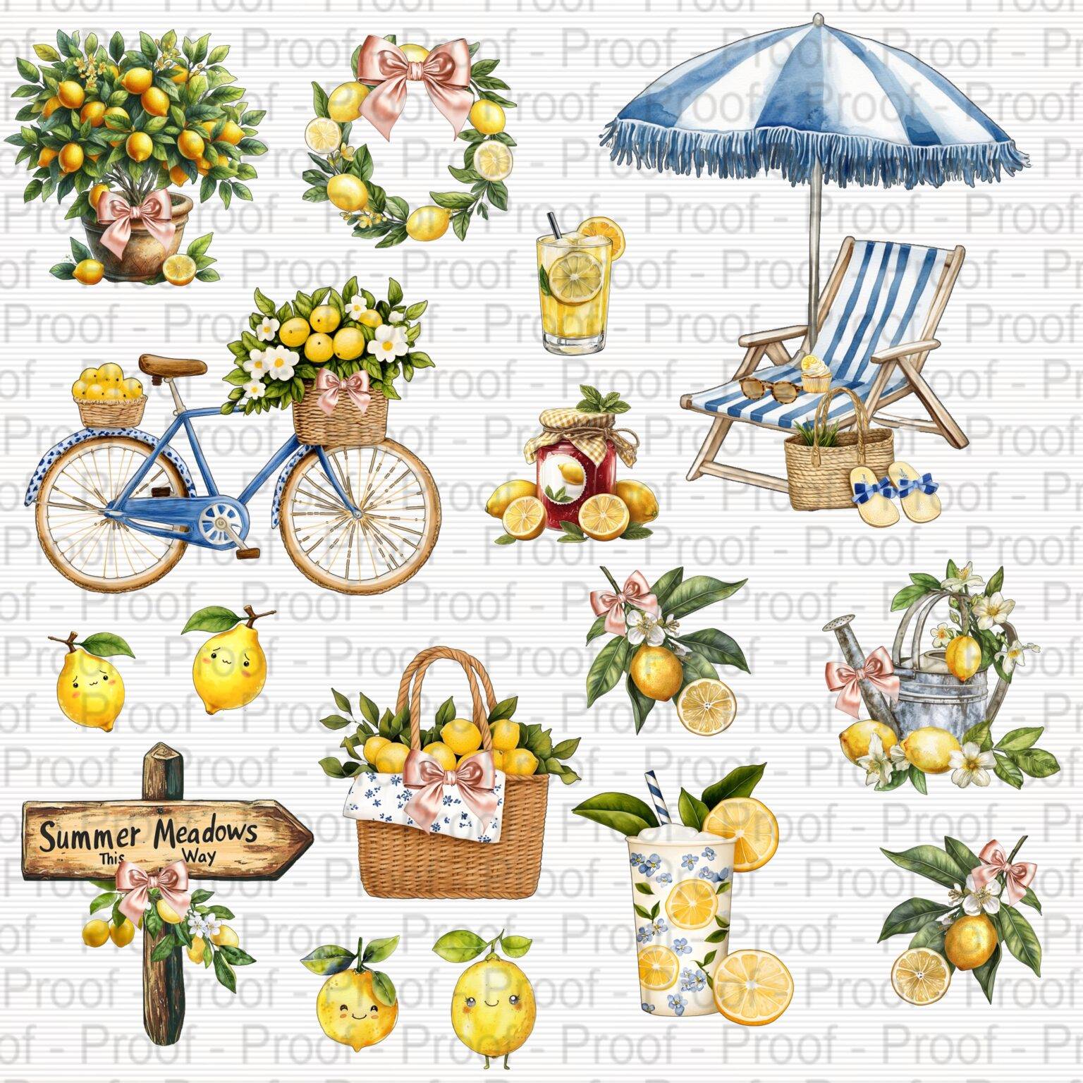 Summer Theme Digital Scrapbook Paper Collection | Lemondrops