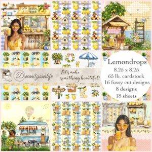 Summer Theme Digital Scrapbook Paper Collection | Lemondrops