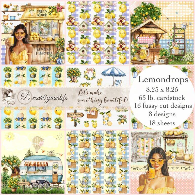 Summer Theme Digital Scrapbook Paper Collection | Lemondrops