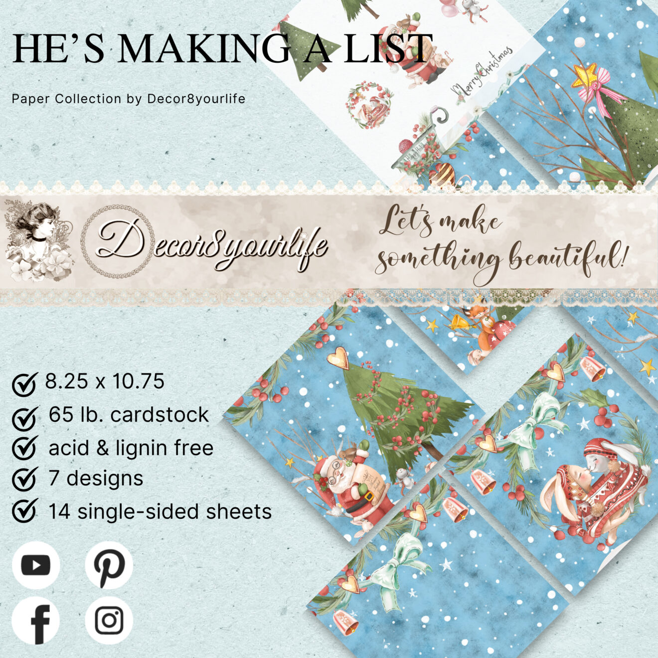 He's Making A List Christmas Scrapbook Paper | Decor8yourlife